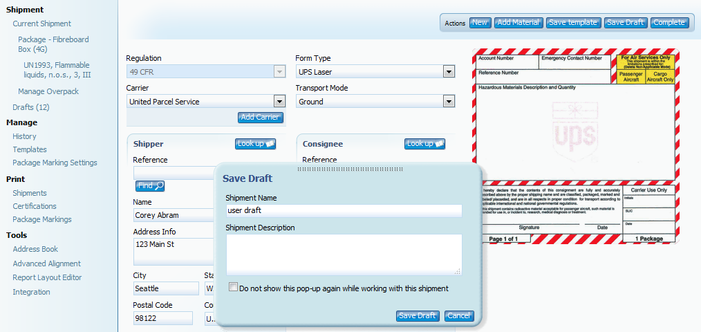 Saving Shipment Templates and Drafts – Labelmaster Software Knowledge ...